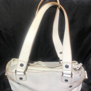 Fossil | Bags | Fossil Whitebone Leather Handbag Wbuckle Accents | Poshmark
